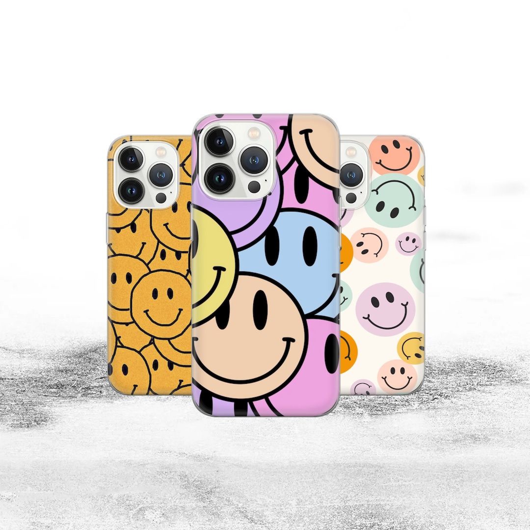 Boho Smiley Face Phone Case Cover for iPhone 16 Pro Max, 15, 14, 13, 12 ...