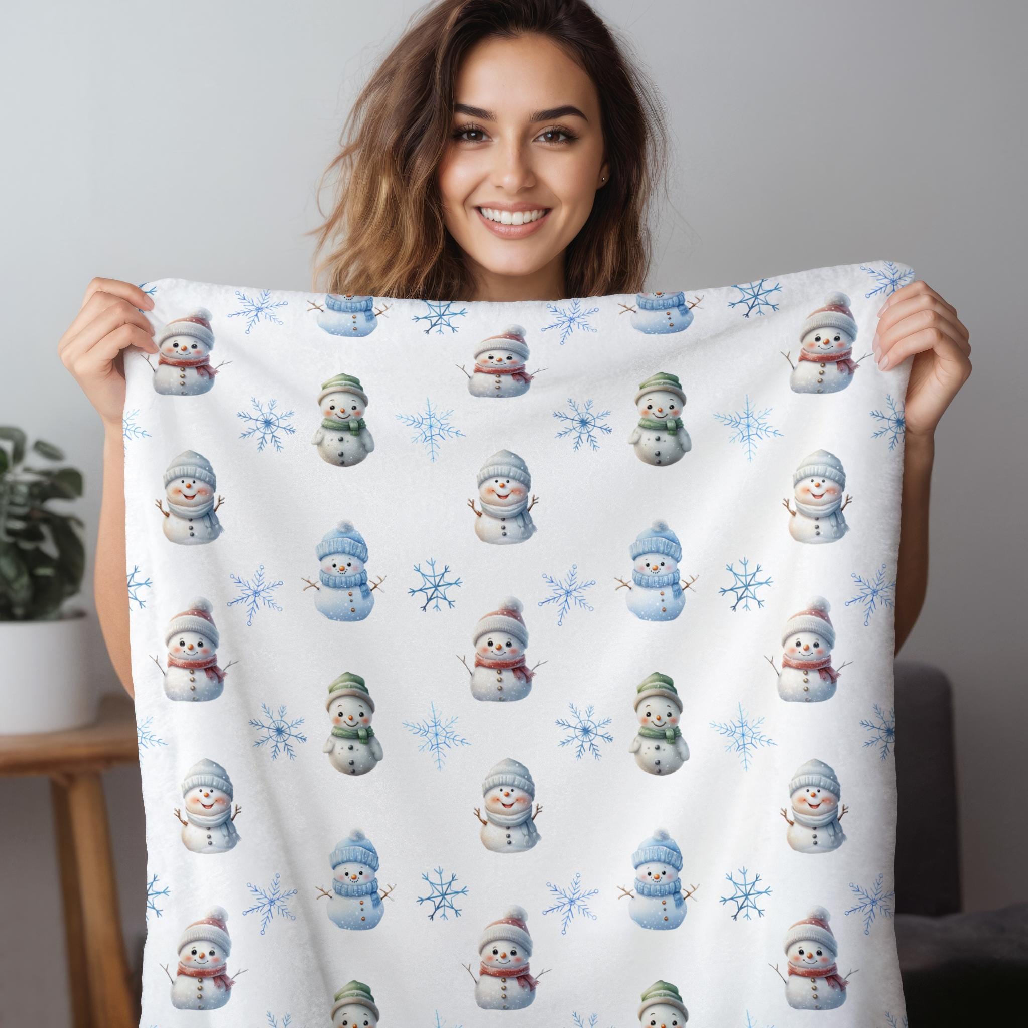 Fleece Snowman Blanket. Snowflakes and Snowmen Cozy Winter Blanket ...