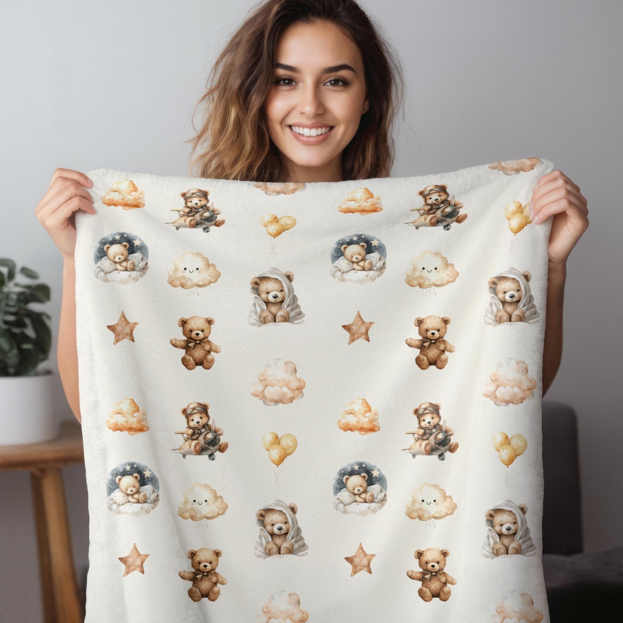 Fleece Teddy Bear Baby Blanket. Perfect Gift for Newborn or Toddler ...