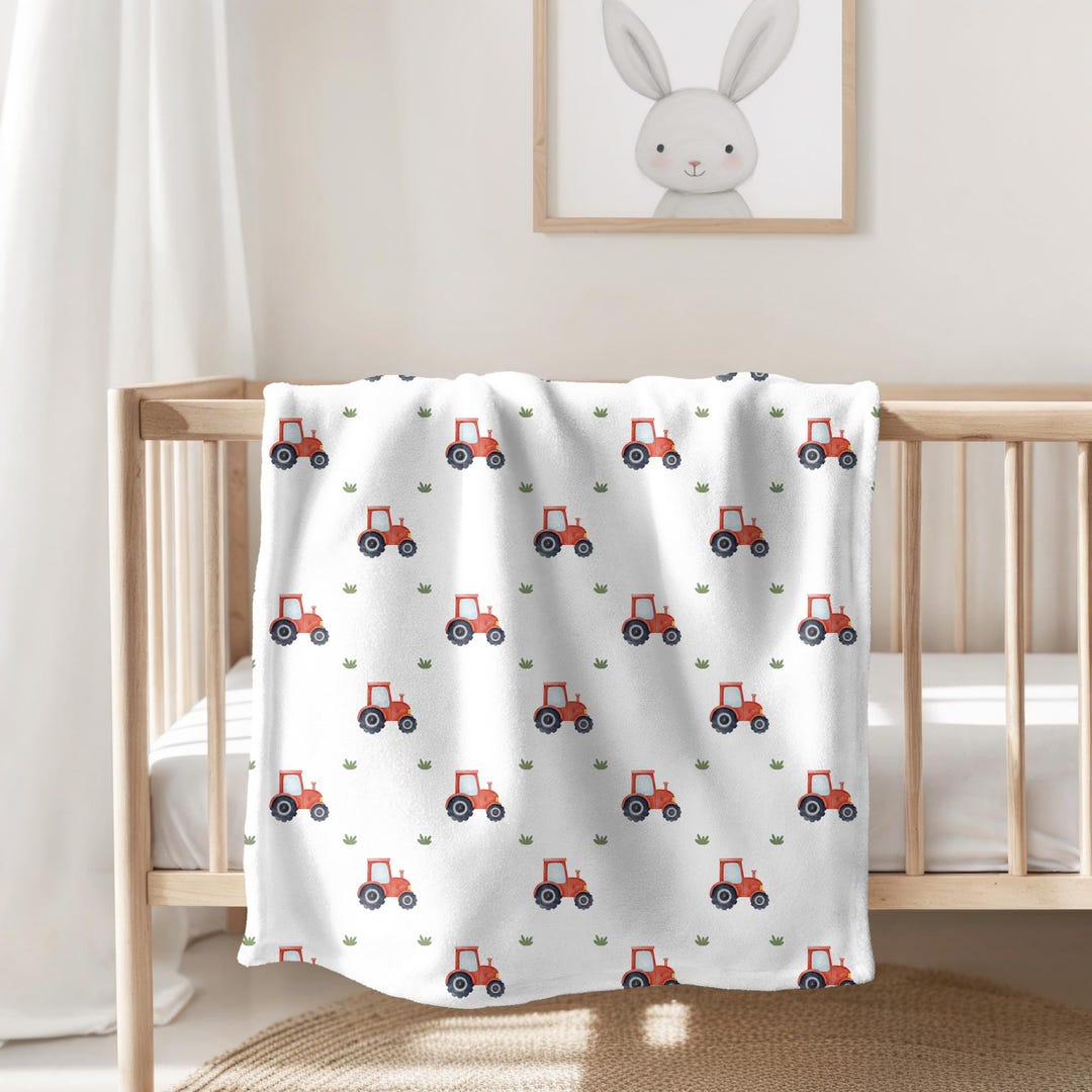 Red Tractor Blanket. Tractor Swaddle Blanket. Tractor Toddler Boy. Baby ...