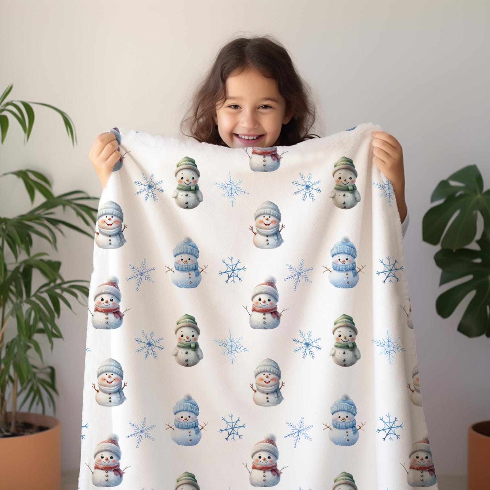 Fleece Snowman Blanket. Snowflakes and Snowmen Cozy Winter Blanket ...