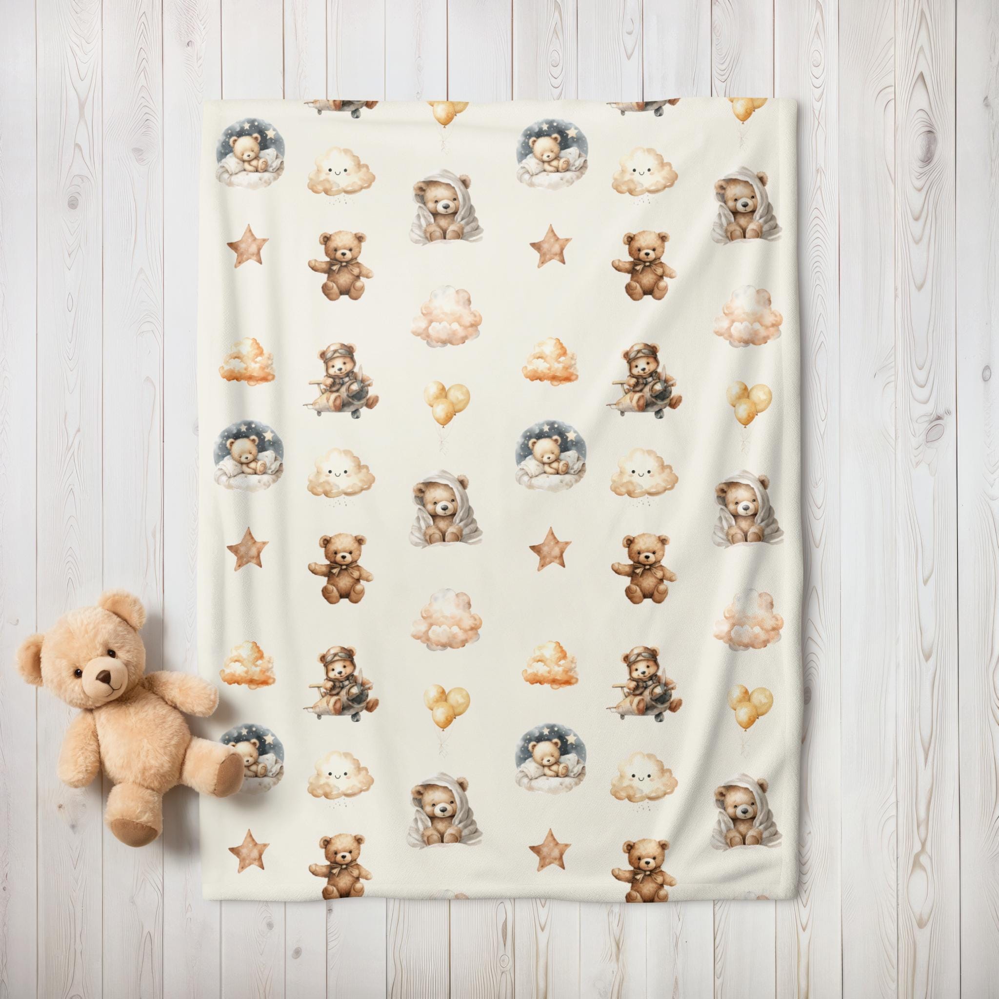 Fleece Teddy Bear Baby Blanket. Perfect Gift for Newborn or Toddler ...