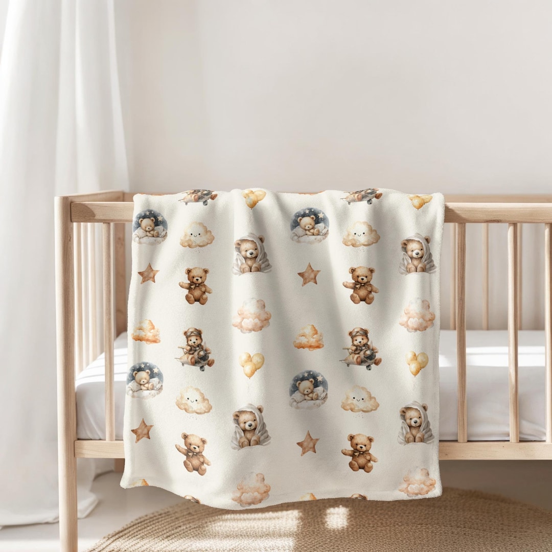Fleece Teddy Bear Baby Blanket. Perfect Gift for Newborn or Toddler ...