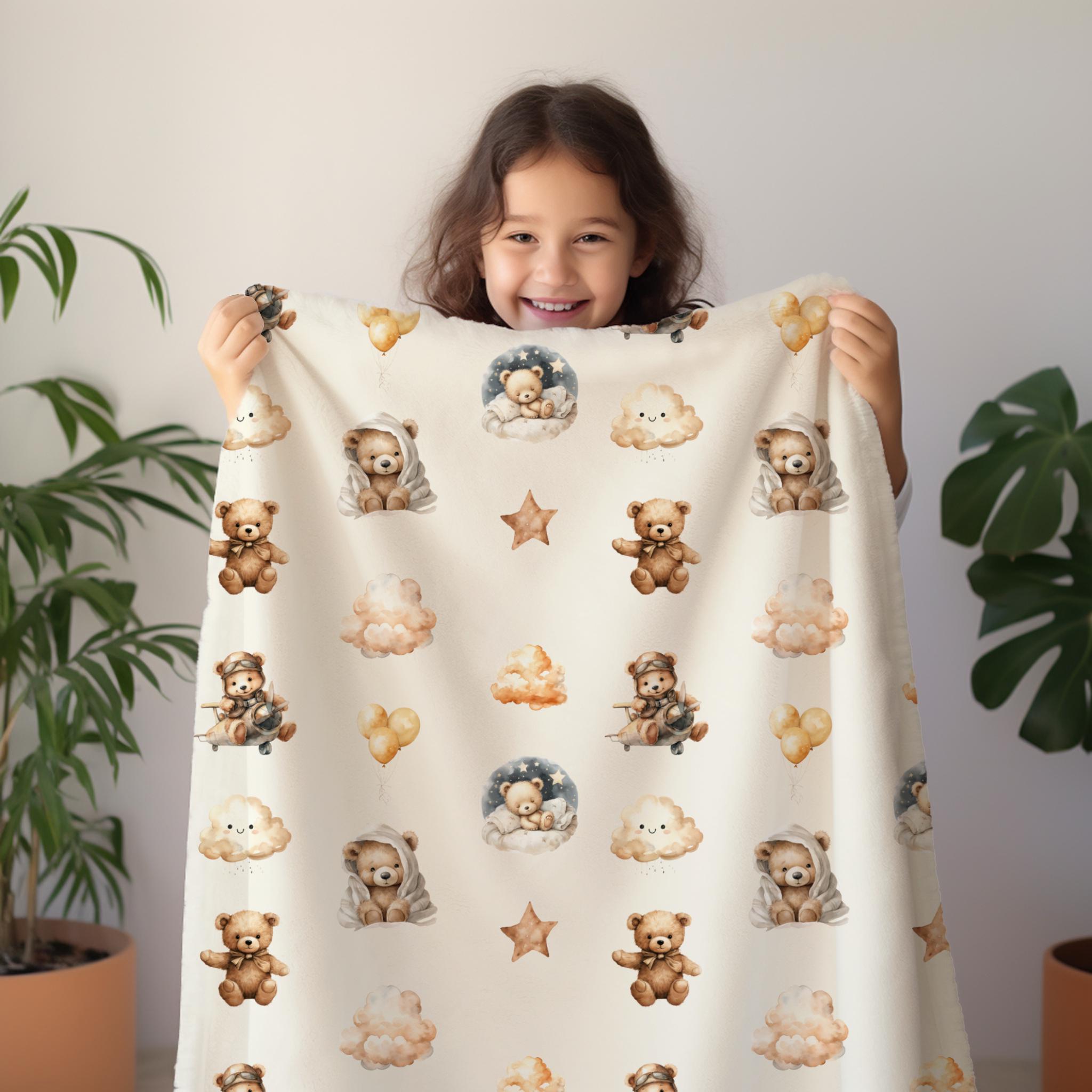 Fleece Teddy Bear Baby Blanket. Perfect Gift for Newborn or Toddler ...