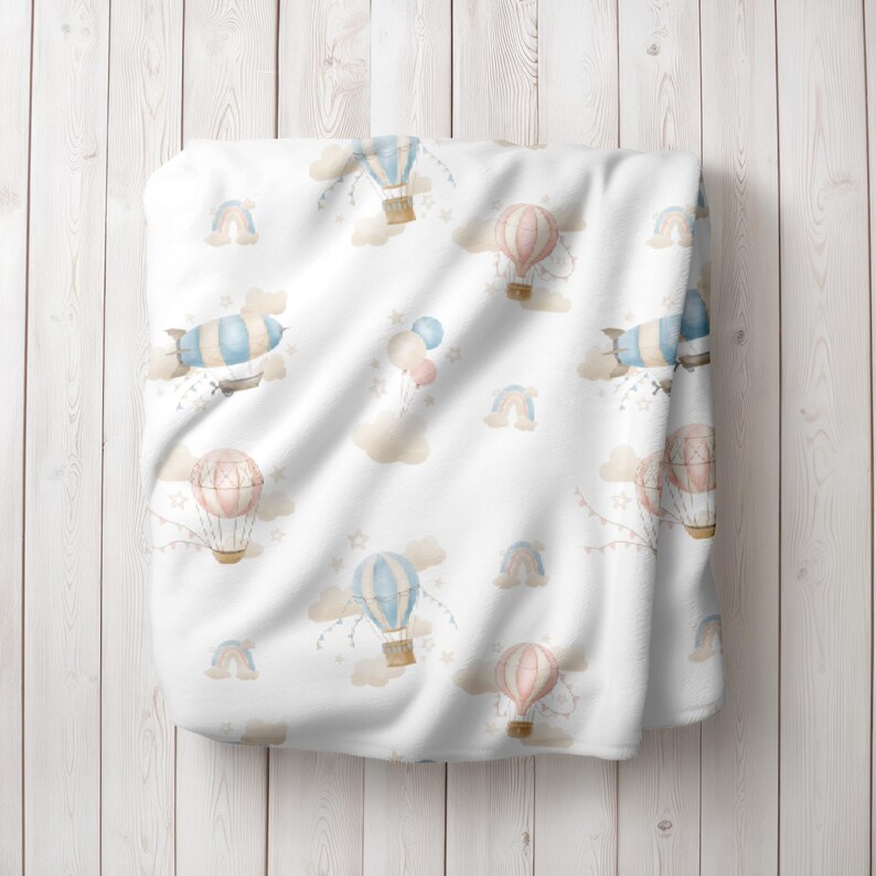 Hot Air Balloons Plush Blanket. Travel Nursery. Adventure Blanket. Baby ...