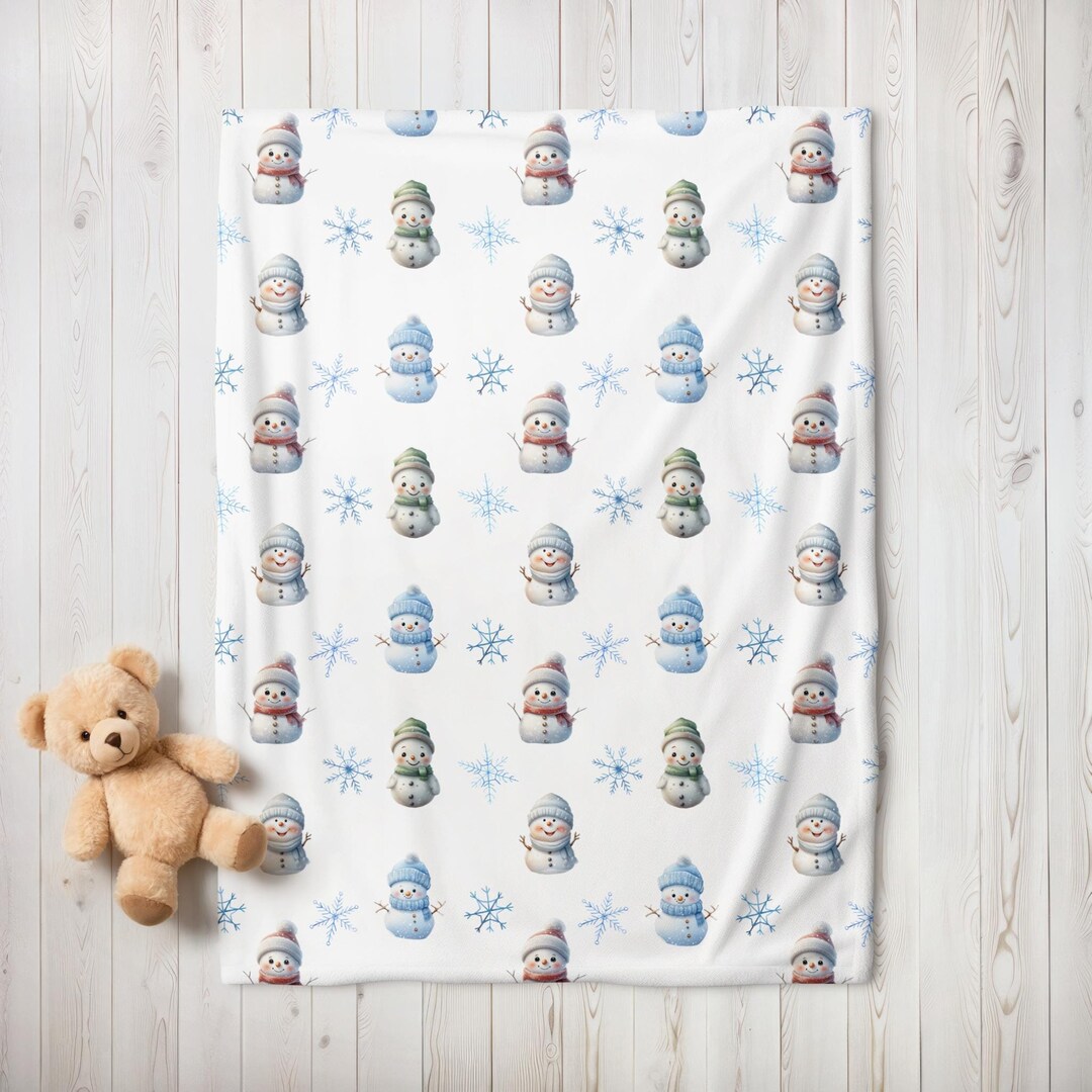 Fleece Snowman Blanket. Snowflakes and Snowmen Cozy Winter Blanket ...