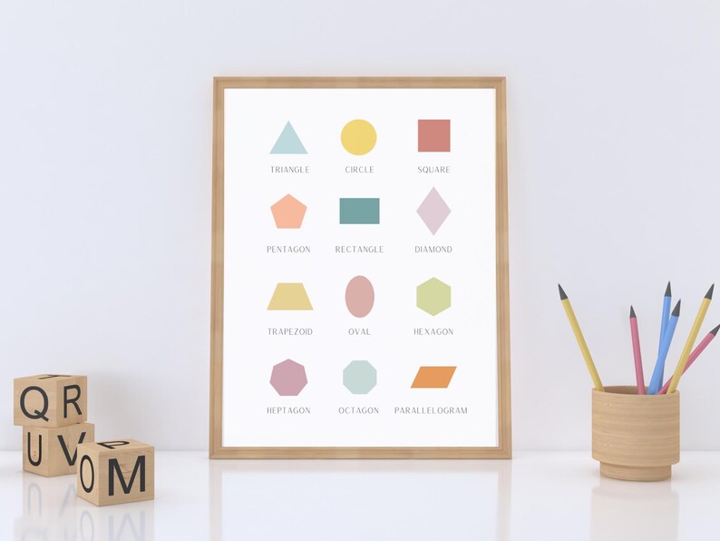 Shapes Poster Neutral for Kids – Educational Printable Wall Art ...