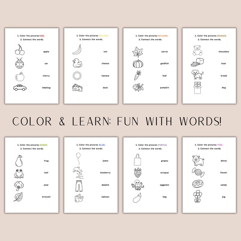 Printable Color Word Worksheets | Fun Coloring and Word Matching ...
