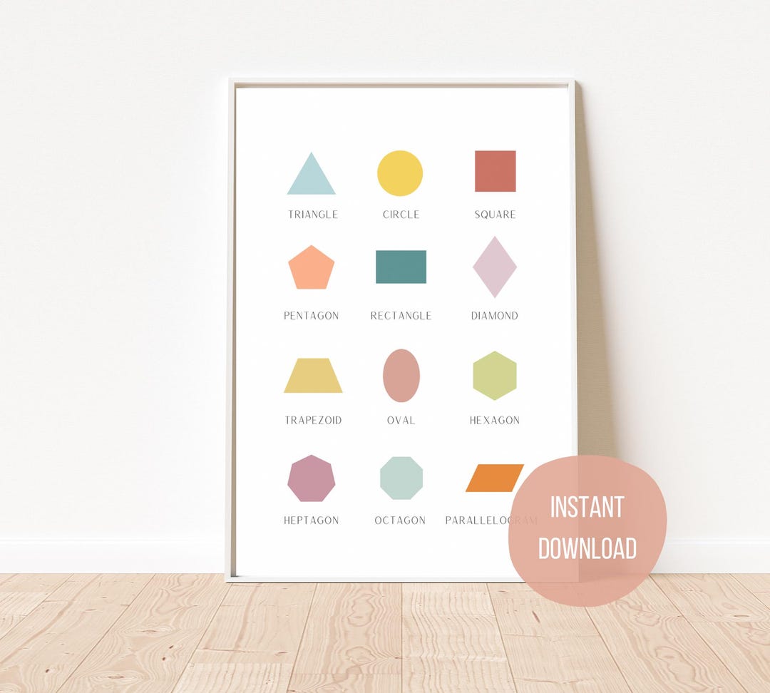 Shapes Poster Neutral for Kids – Educational Printable Wall Art ...