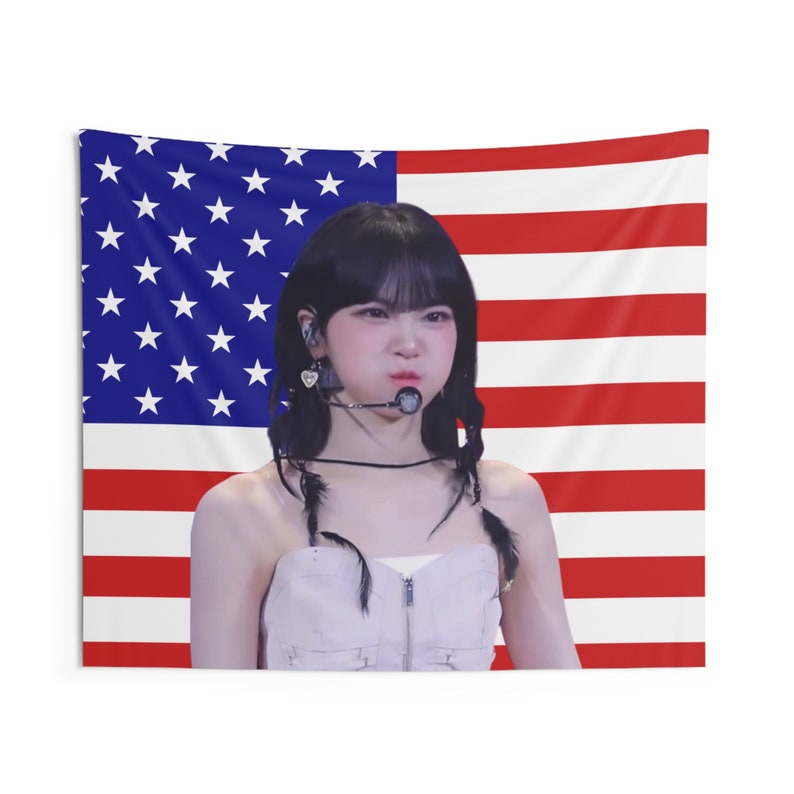 Le Sserafim Chaewon USA Flag Indoor Flag Tapestry, Le Sserafim FEARNOT Kpop Merch, Kpop Merch ...
