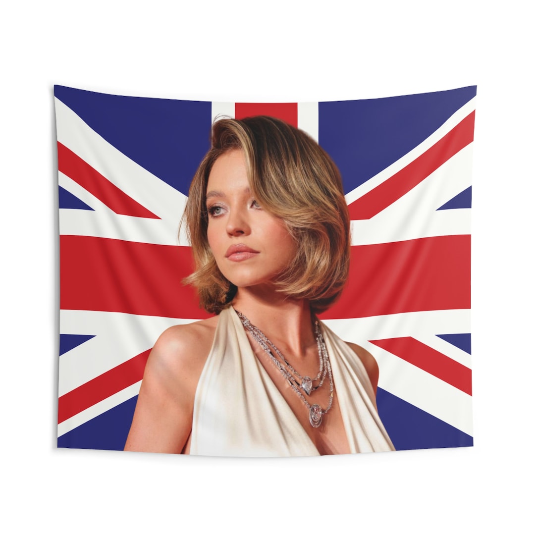 Sydney Sweeney UK Flag, British Flag Tapestry, Movie Merch for Room ...
