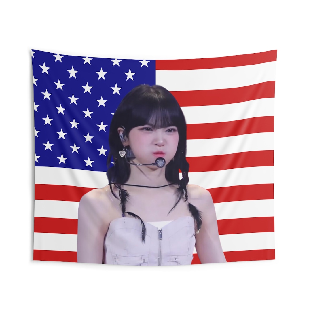 Le Sserafim Chaewon USA Flag Indoor Flag Tapestry, Le Sserafim FEARNOT Kpop Merch, Kpop Merch ...