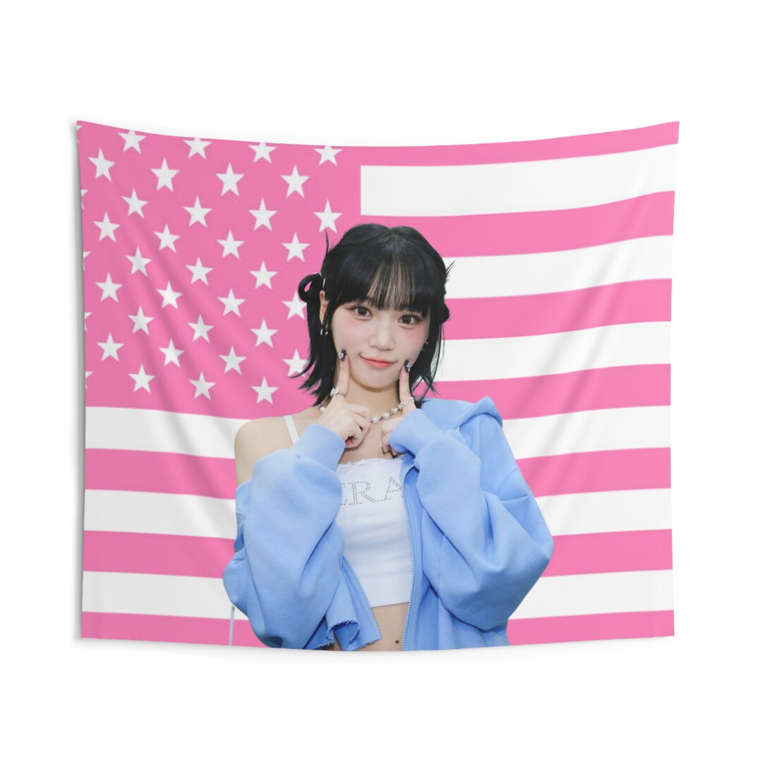 Le Sserafim Chaewon Pink US Flag Indoor Flag Tapestry, Le Sserafim FEARNOT Kpop Merch, Kpop ...