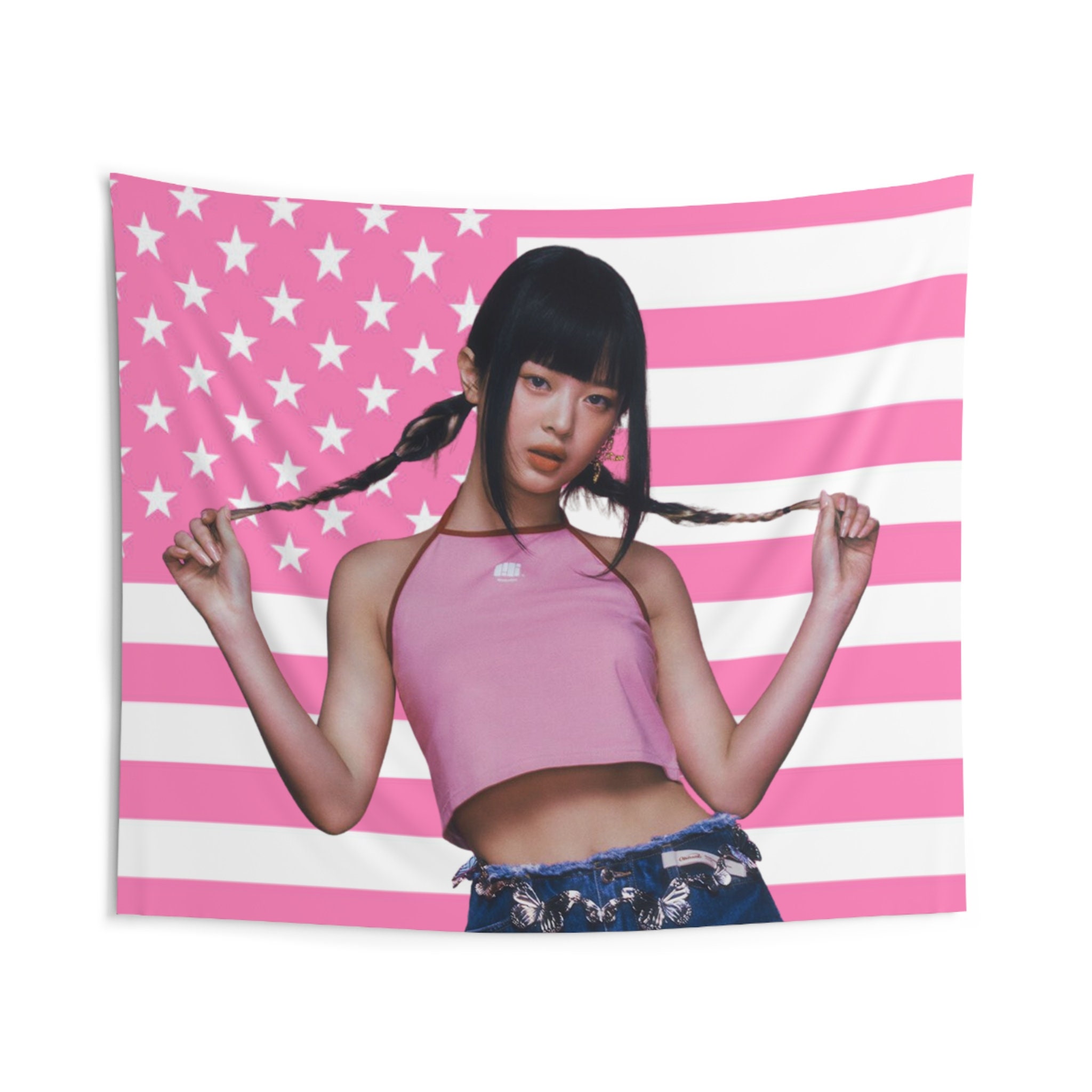 HANNI PHAM Newjeans Pink USA Flag, America Flag Indoor Tapestry, Kpop ...
