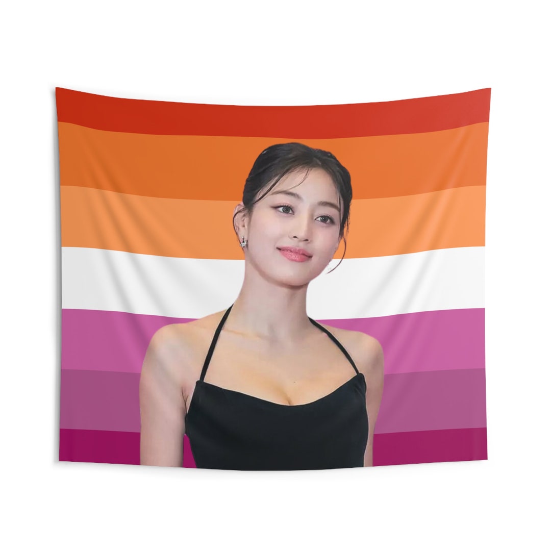 JIHYO of TWICE LGBT Flag, Lesbian Flag Indoor Tapestry, Kpop Music ...