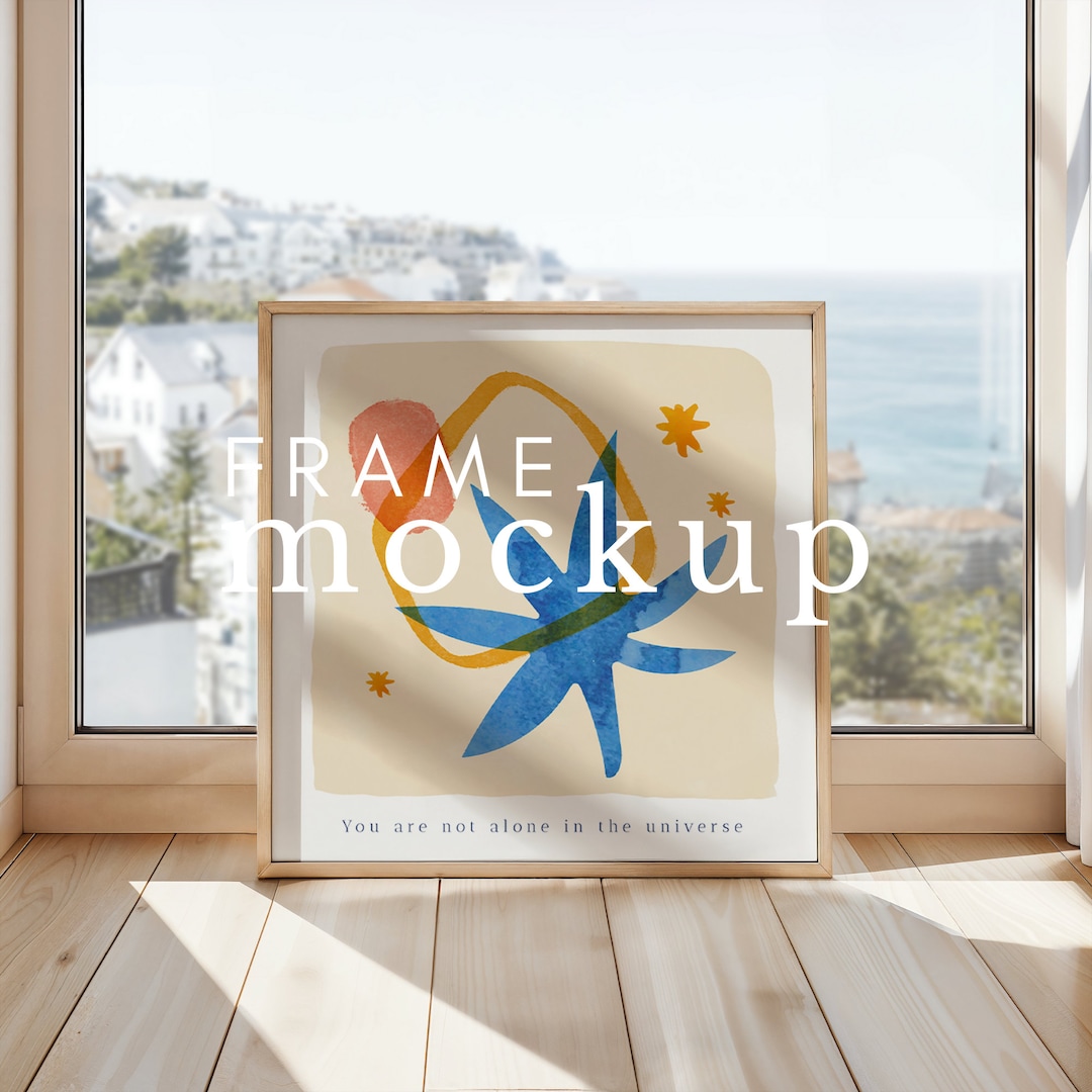 Square Frame Mockup on Floor PSD Smart Object Frame Leaning Against ...