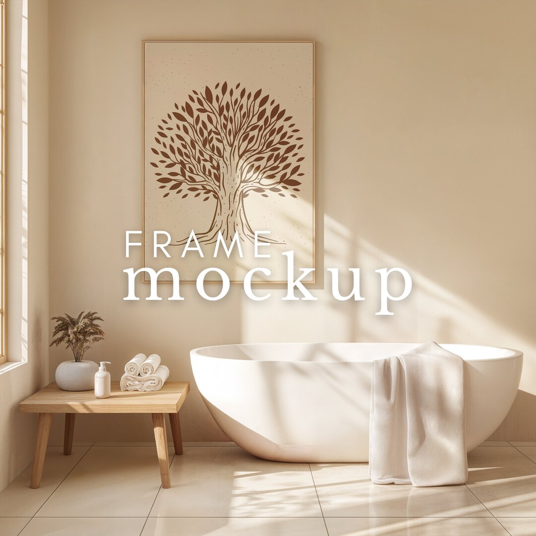 Frame Mockup Bathroom ISO Frame Cozy Interior Mockup PSD Smart Object ...