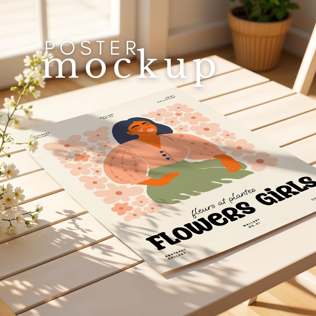 Vertical Poster Mockup Rolled up Poster Flat Lay Mockup Detail View ...