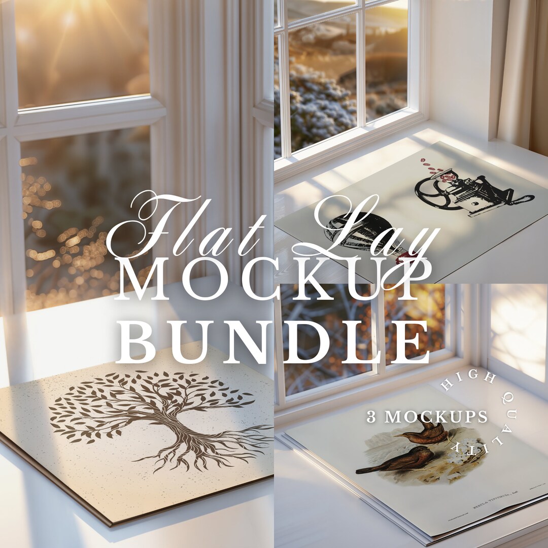 Flat Lay Mockup Set of 3 Close up Square Portrait Landscape Mockup ...