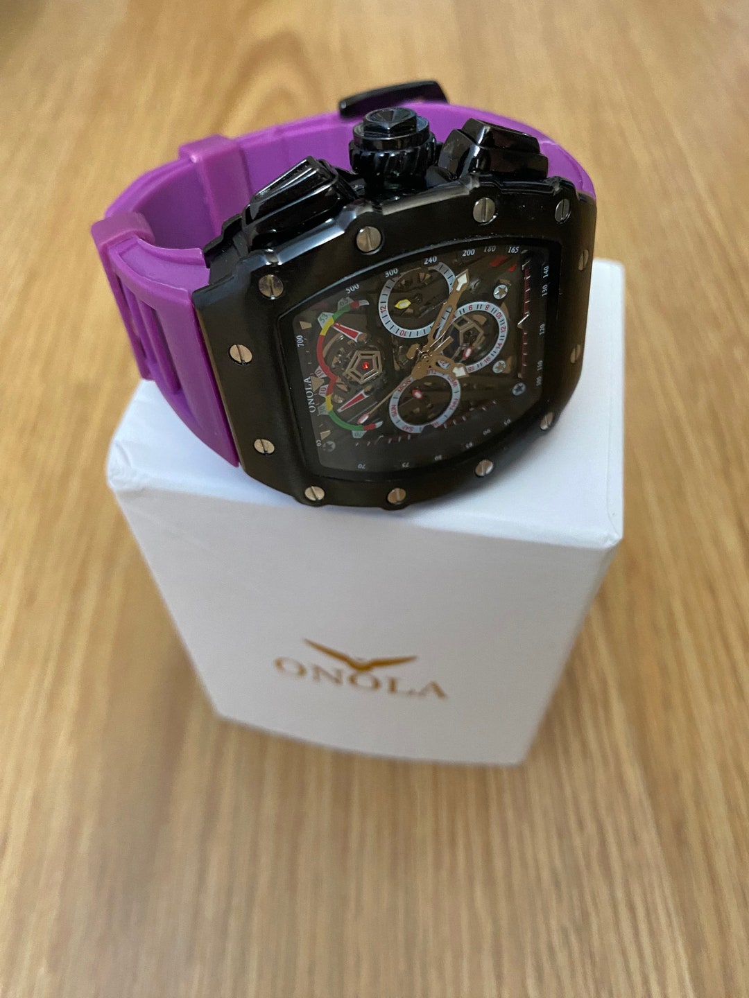 ONOLA AUTOMATIC Purple Watch - Etsy UK