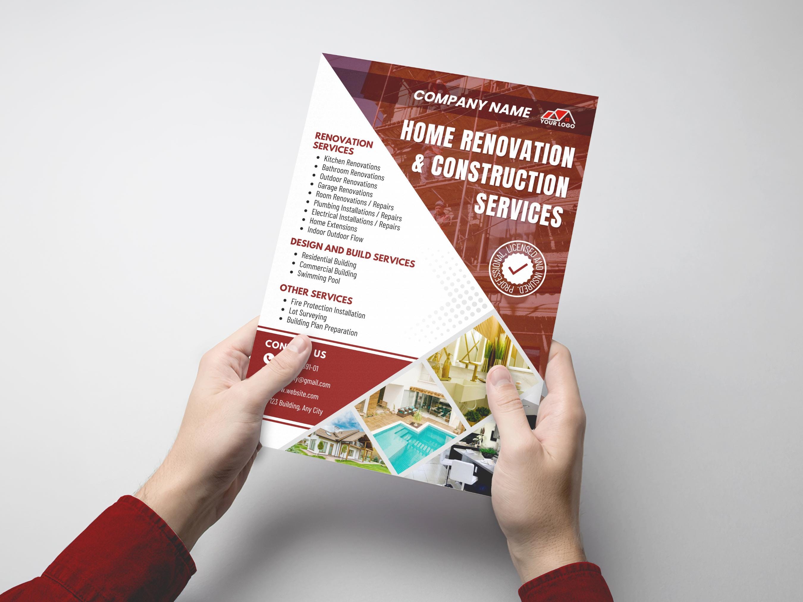 Flyer Templates for Contractors | Contractor Flyer | Home Renovation ...