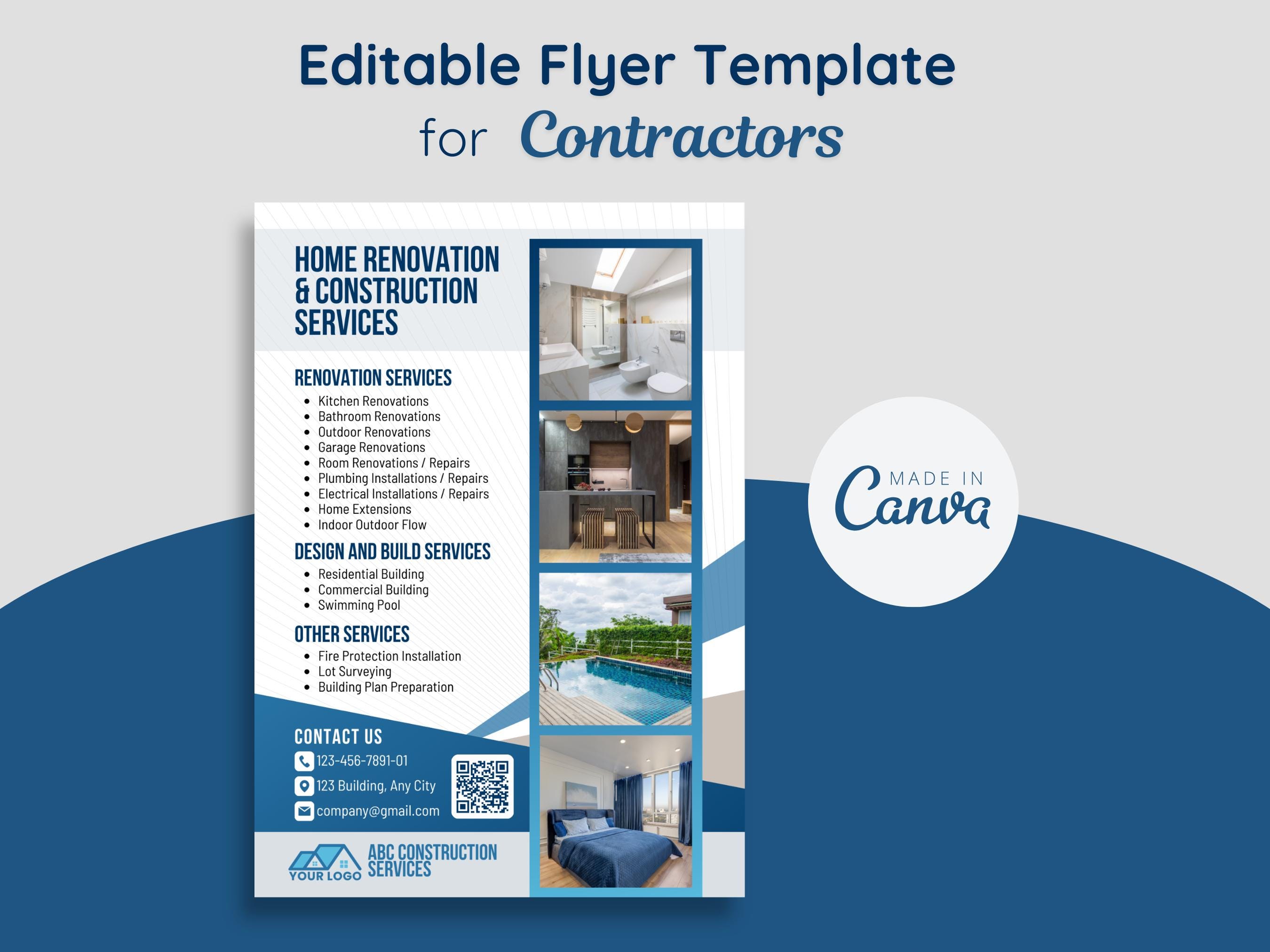 Flyer Templates for Contractors | Contractor Flyer | Home Renovation ...