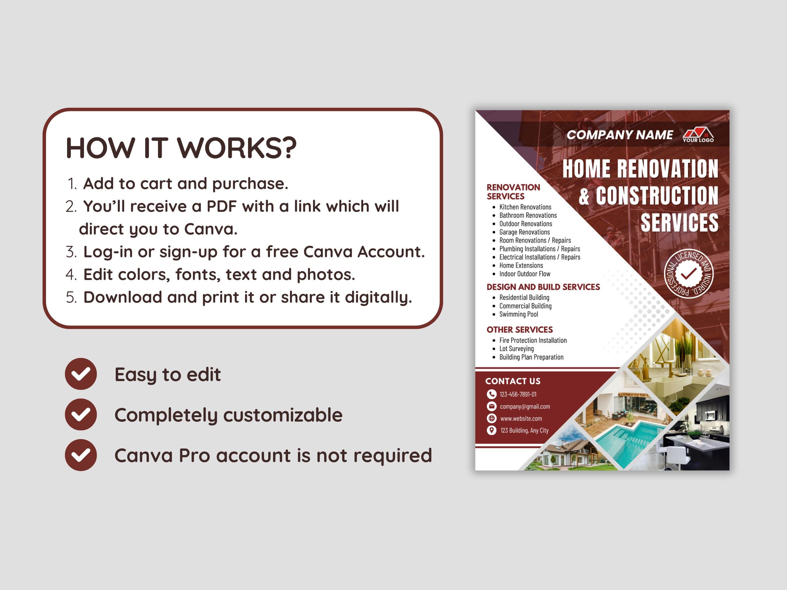 Flyer Templates for Contractors | Contractor Flyer | Home Renovation ...
