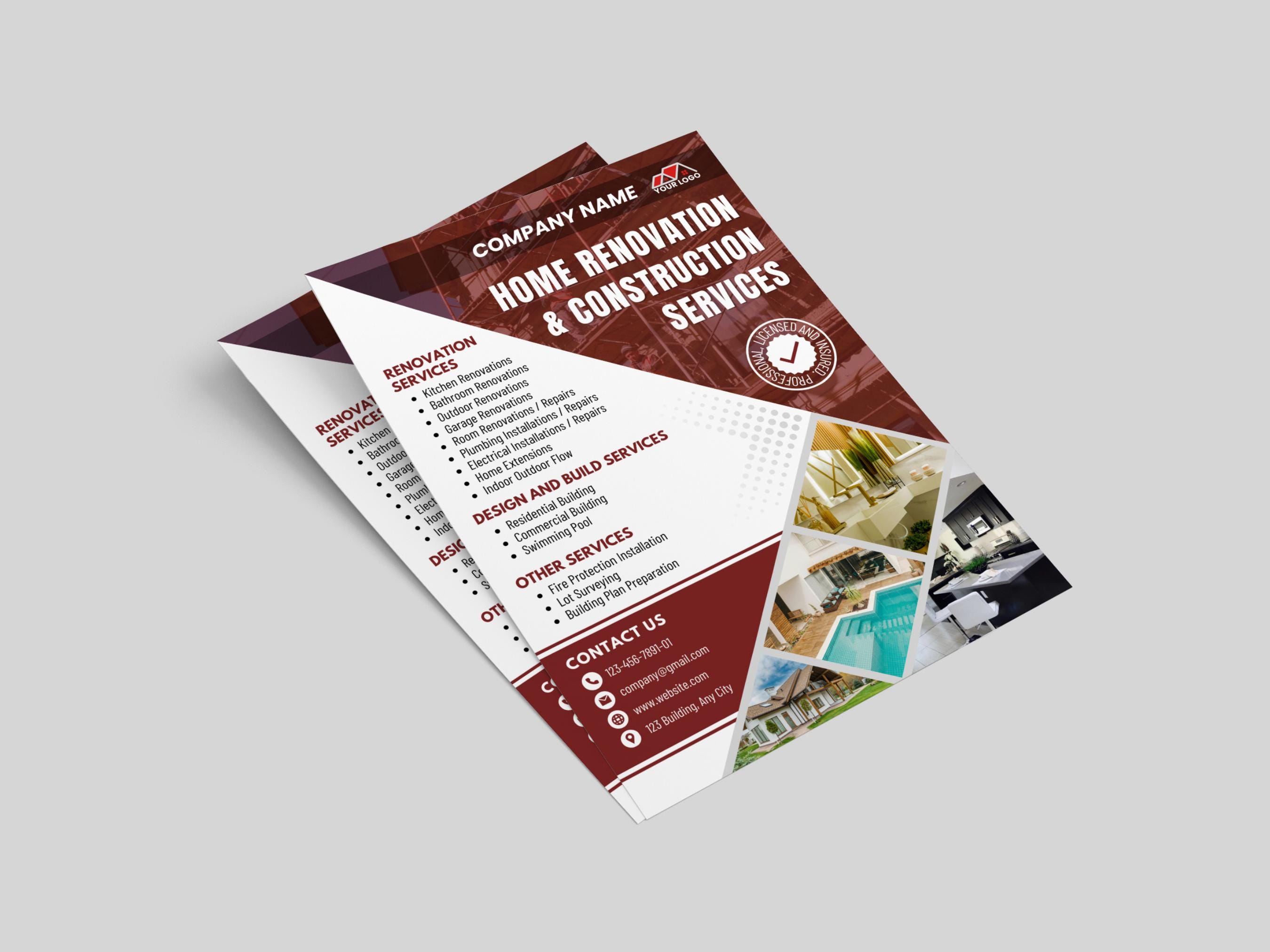Flyer Templates for Contractors | Contractor Flyer | Home Renovation ...