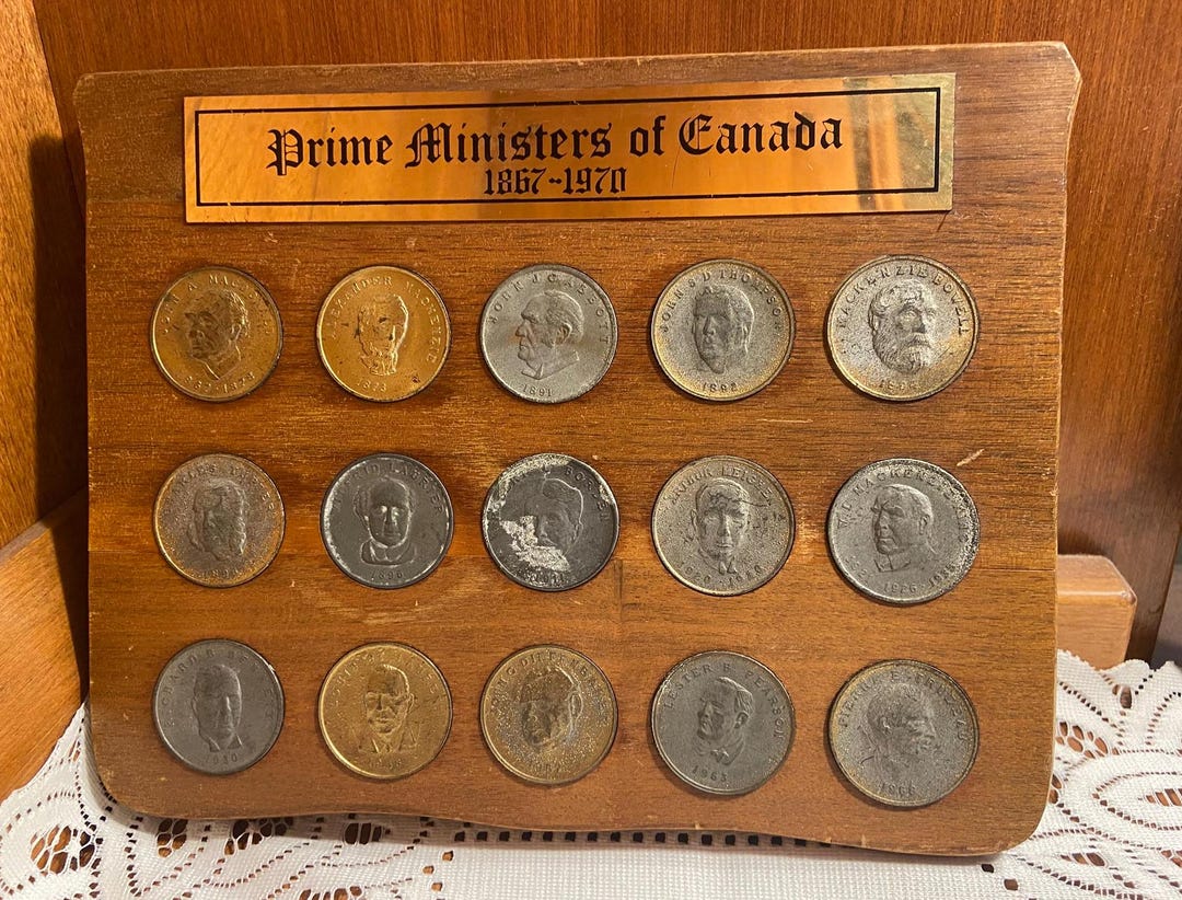 Vintage Canadian Prime Ministers Coin Set (1867-1971) – Wooden Display ...