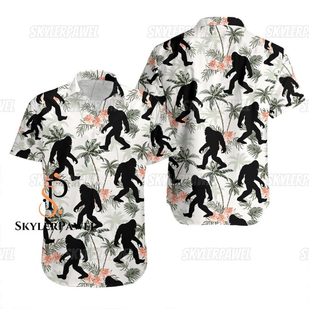 Bigfoot Hawaiian Shirt, Bigfoot Shirt, Bigfoot Button Shirt, Bigfoot ...