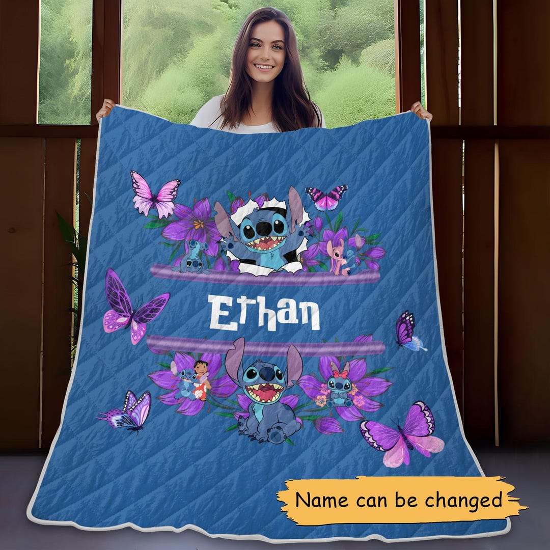 Custom Lilo and Stitch Quilt, Lilo and Stitch Modern Quilt, Disney Trip ...