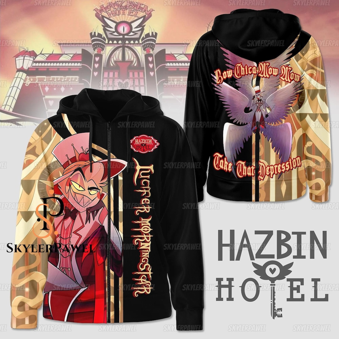 Lucifer Morningstar Hoodie, Hazbin Hotel Lucifer Zip Hoodie, Lucifer ...