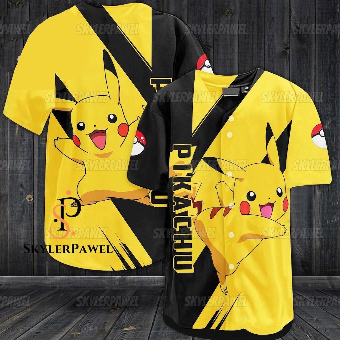 Pikachu Baseball Jersey, Pokemon Baseball Jersey, Pikachu Shirt ...