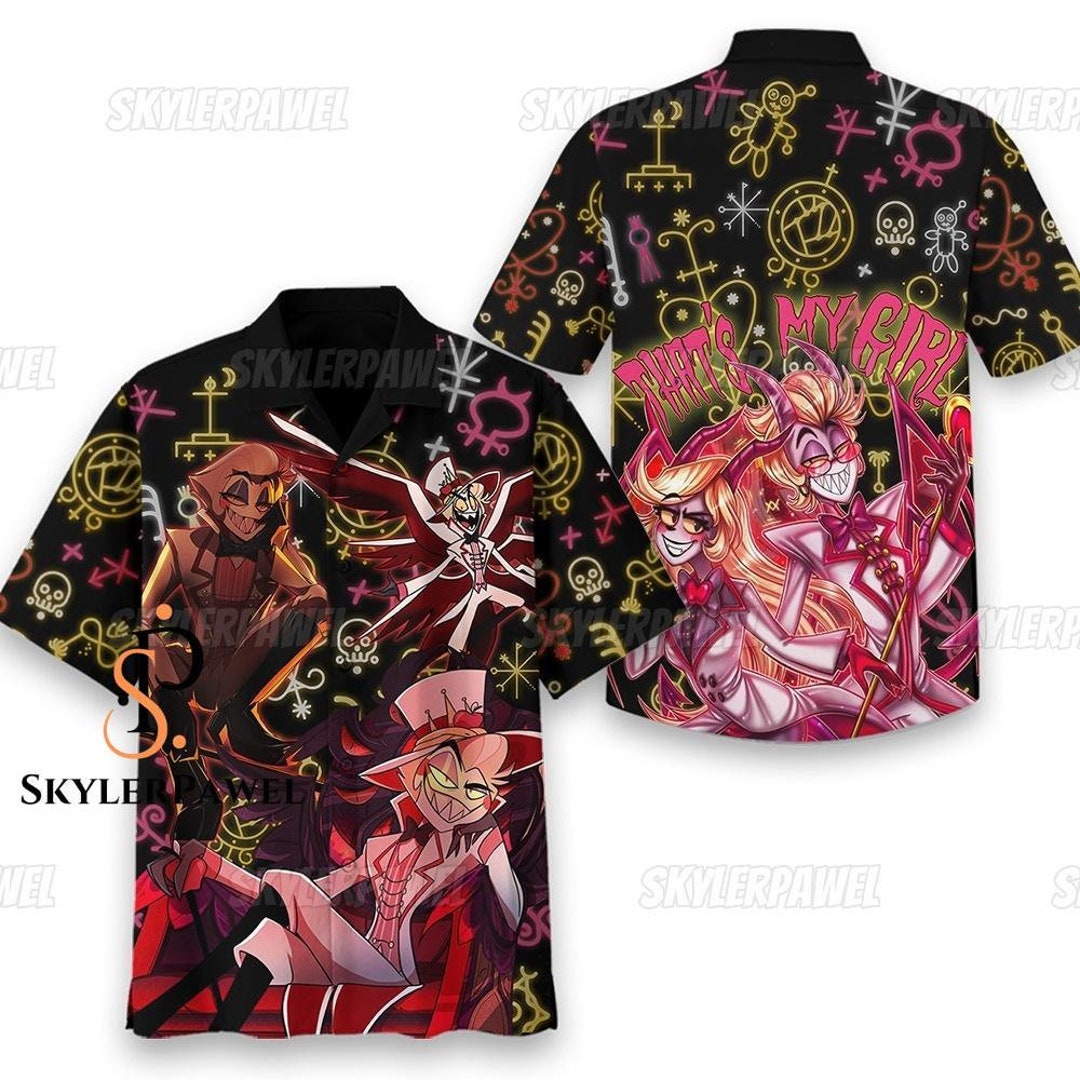 Hazbin Hotel Hawaiian Shirt, Hazbin Hotel Shirt, Hazbin Hotel Button ...