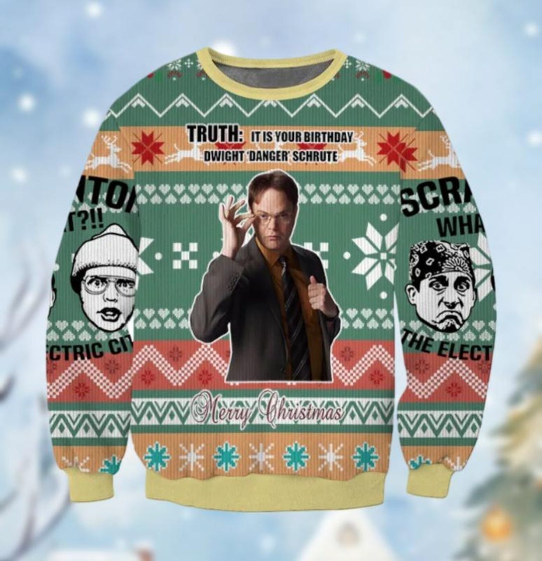 Dwight Schrute the Office Ugly Christmas Sweater, Funny Meme Christmas ...