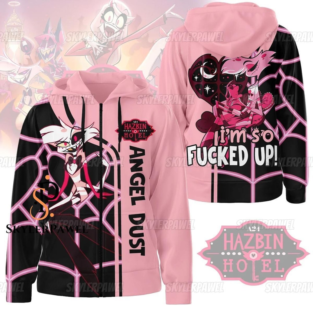 Angel Dust Hoodie, Hazbin Hotel Hoodie, Angel Dust Zip Hoodie, Angel ...