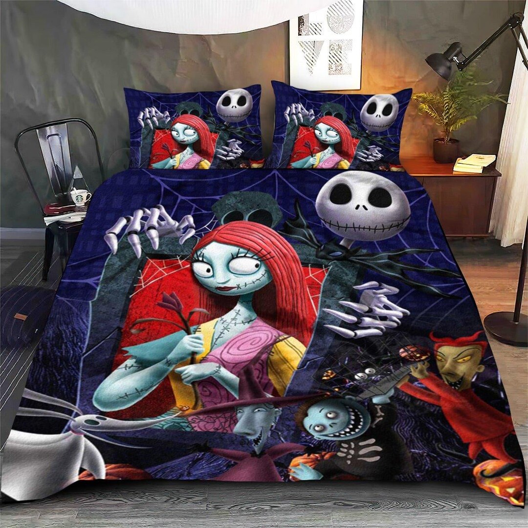 Halloween Jack and Sally Bedding, Jack and Sally Duvet Cover, Jack ...