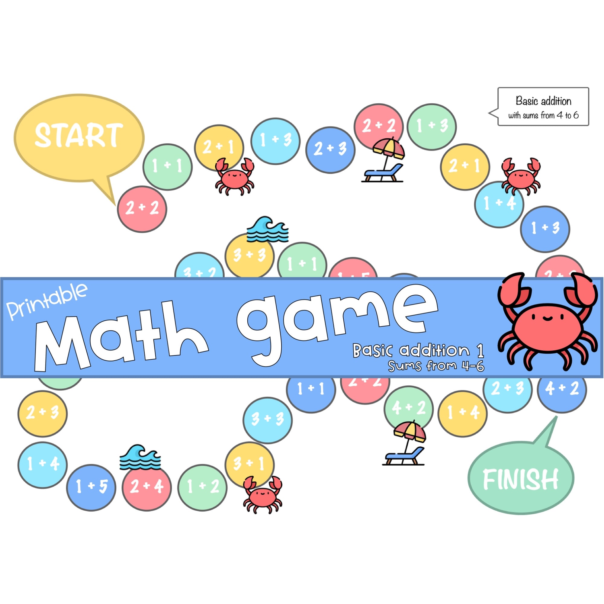 Math Game -basic Addition 1 - Etsy