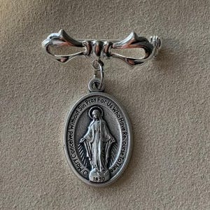 Silver Baby Baptism Pin | Virgin Mary Protection Pin | Catholic Baby ...
