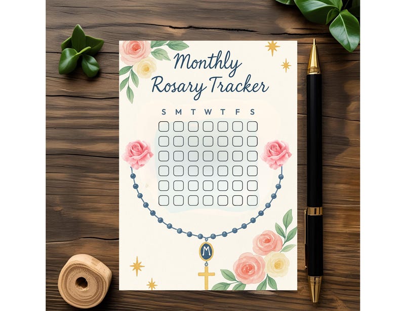 Monthly Rosary Tracker Printable | Catholic Prayer Tracking Sheet | 8 ...