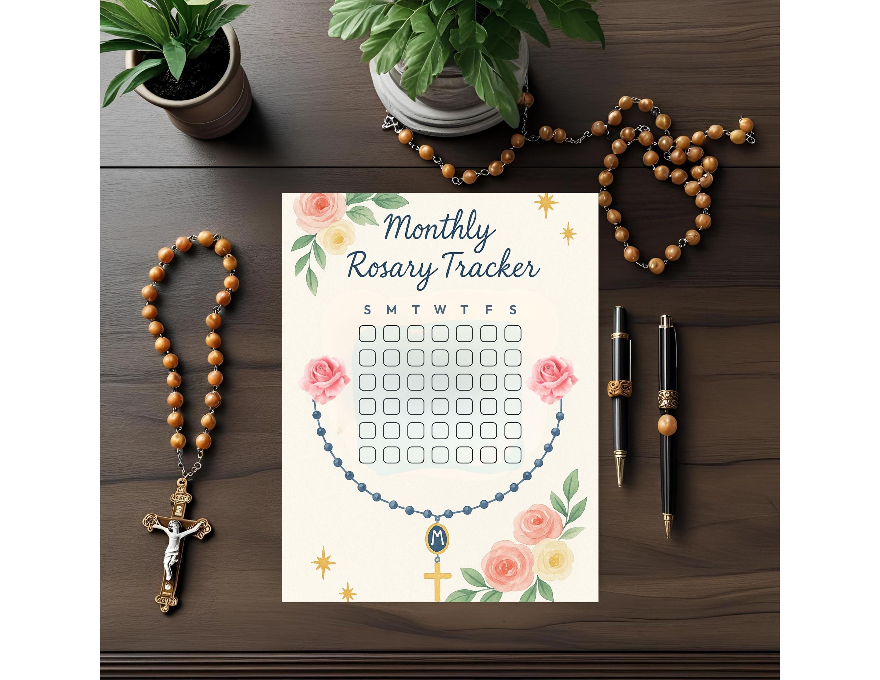 Monthly Rosary Tracker Printable | Catholic Prayer Tracking Sheet | 8 ...