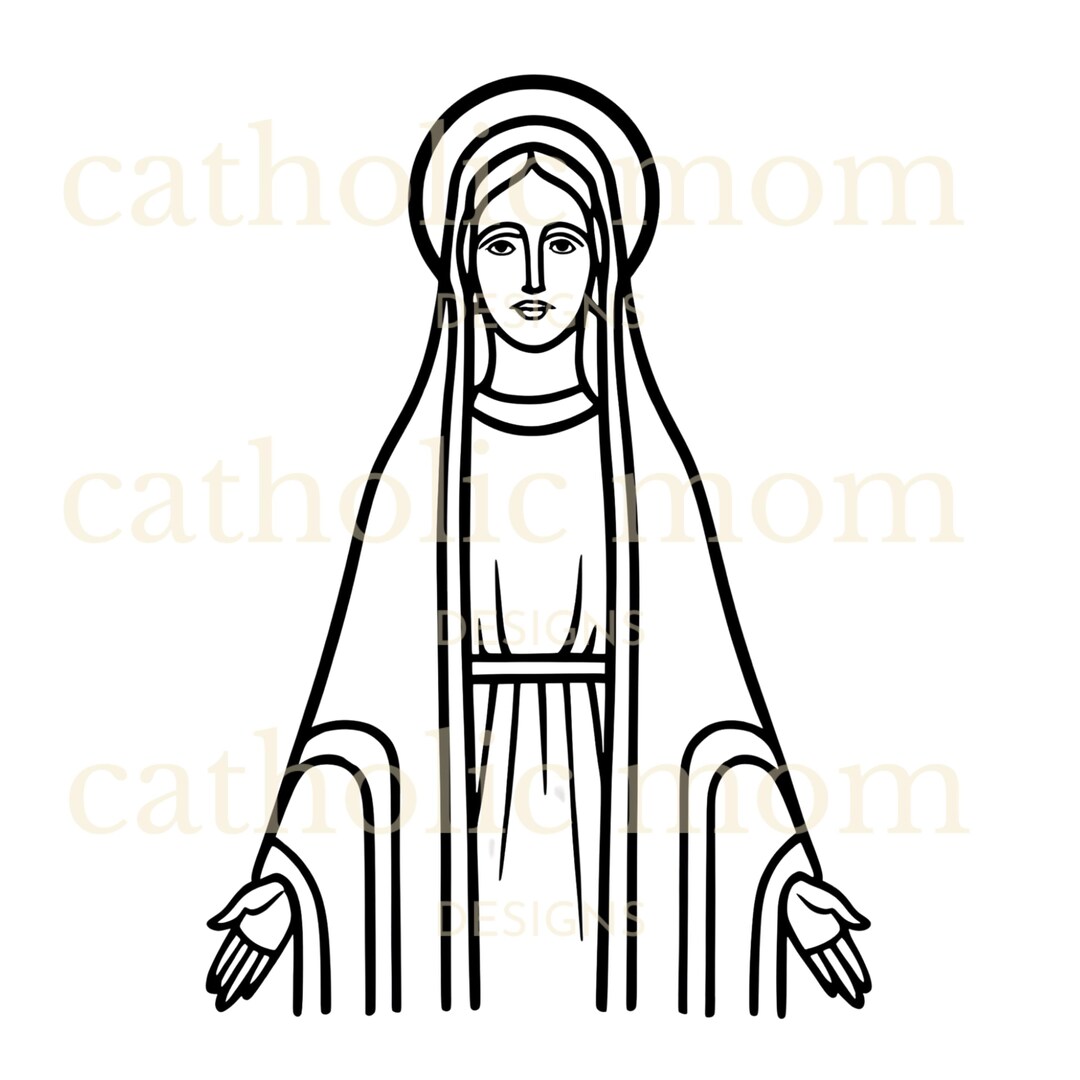 Black and White Virgin Mary SVG PNG | Catholic Design for Cricut ...