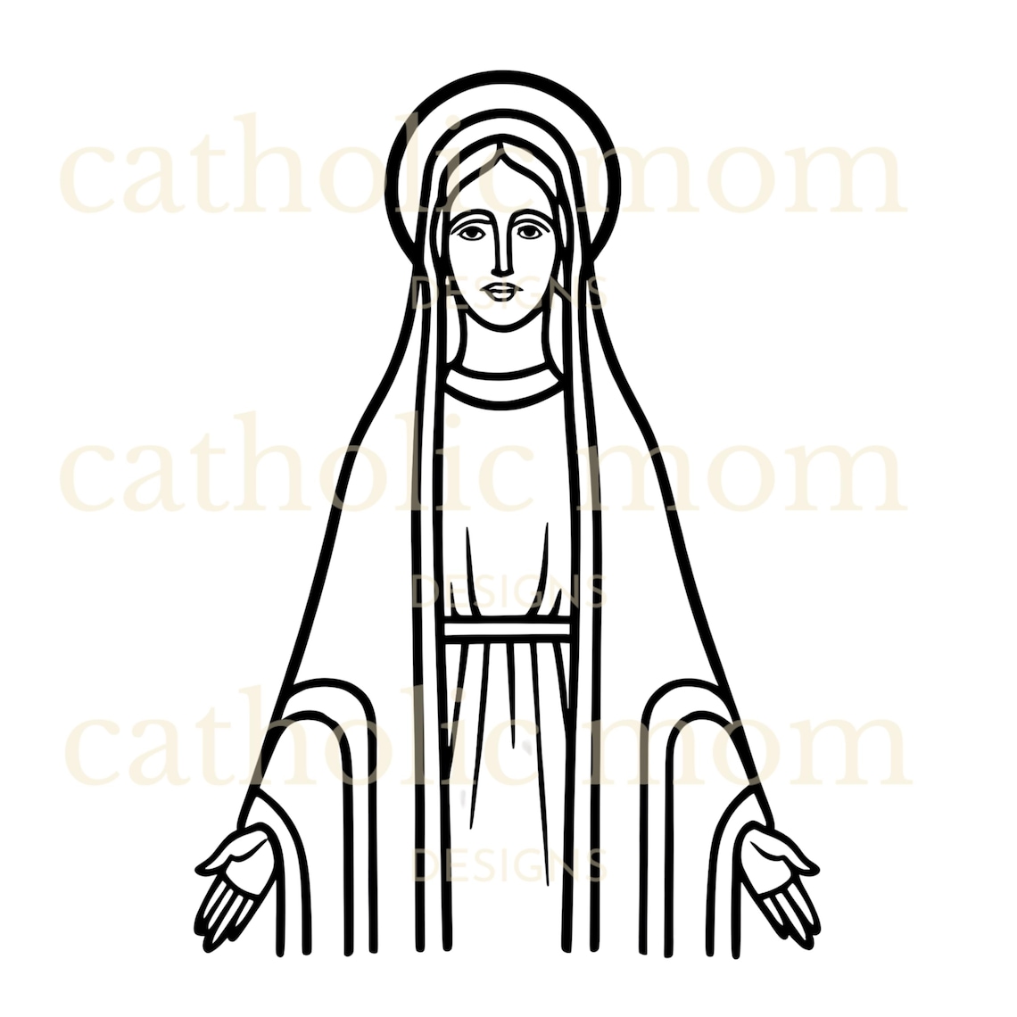 Black and White Virgin Mary SVG PNG | Catholic Design for Cricut ...