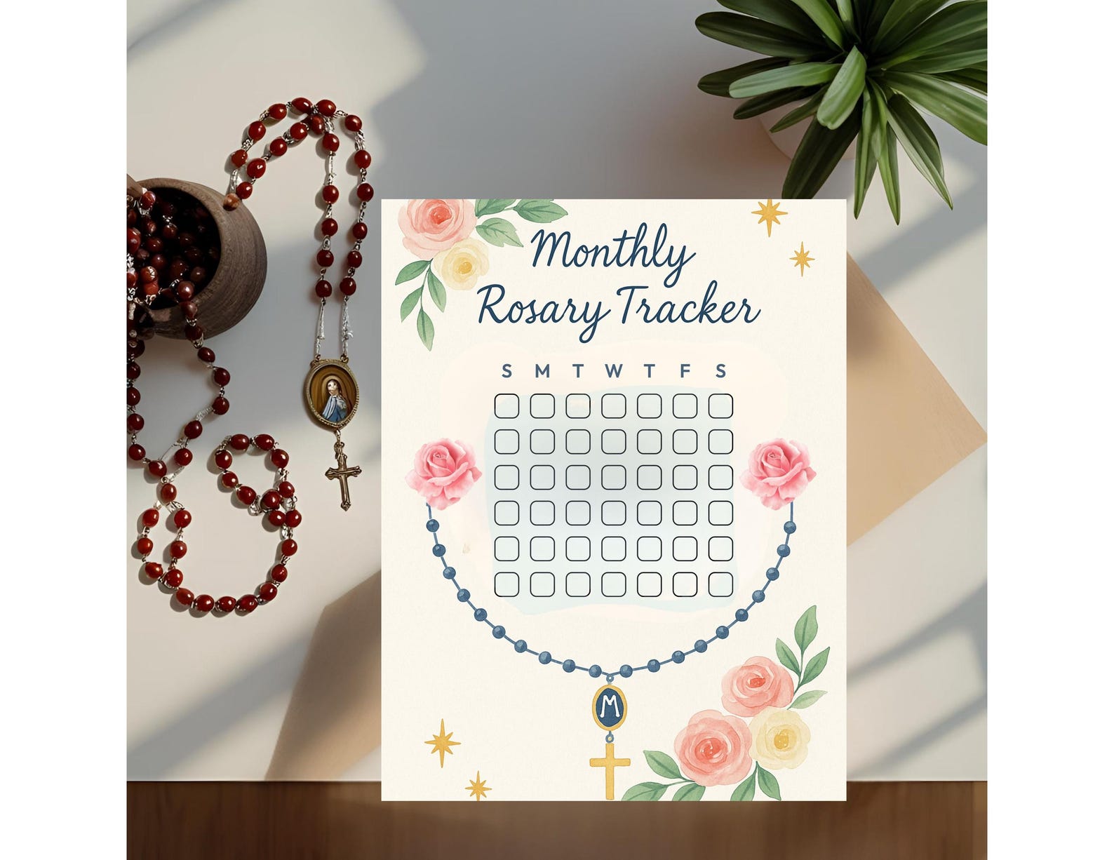 Monthly Rosary Tracker Printable | Catholic Prayer Tracking Sheet | 8 ...