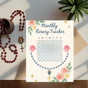 Monthly Rosary Tracker Printable | Catholic Prayer Tracking Sheet | 8 ...