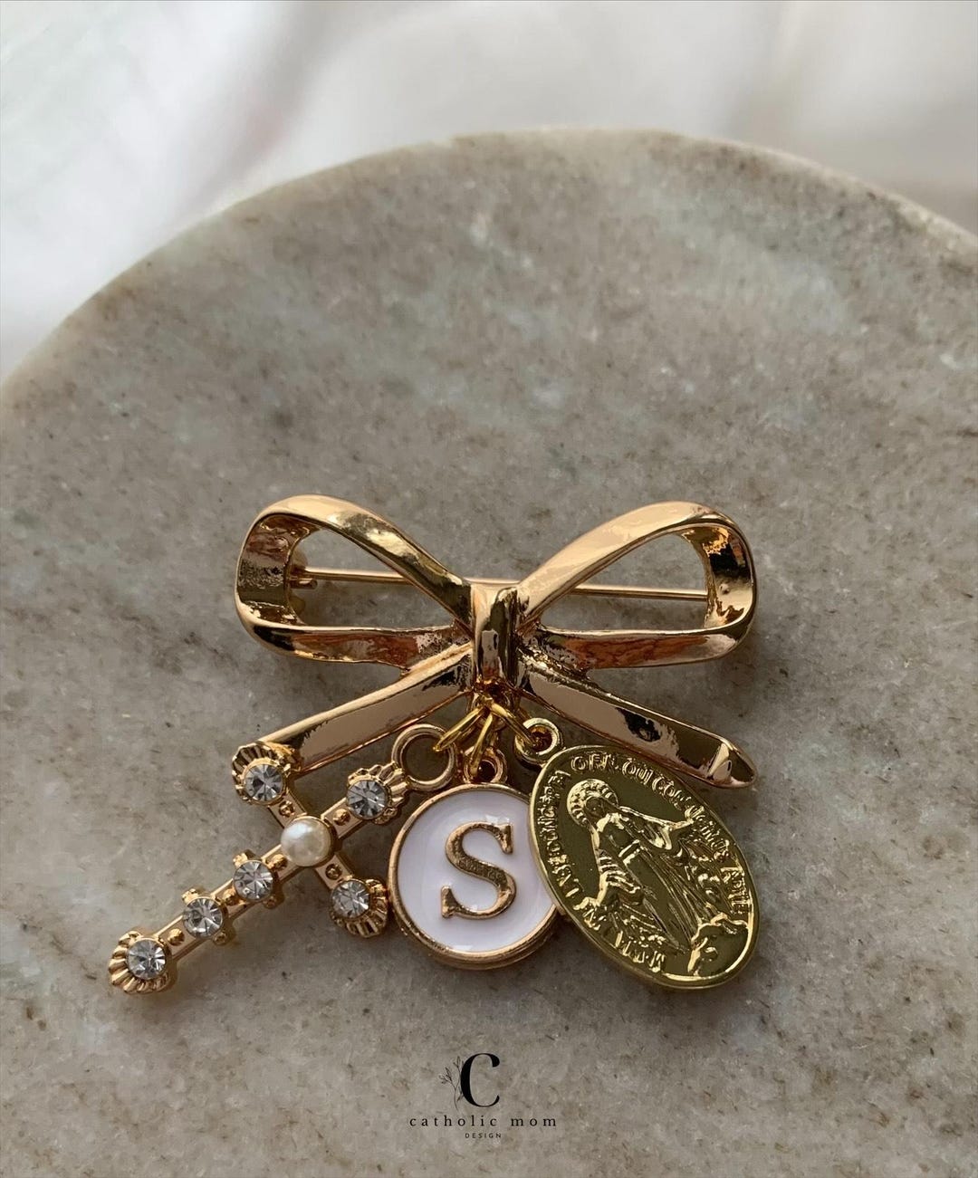 Custom Gold Baptism Pin | Virgin Mary Protection Pin | Catholic Baby ...