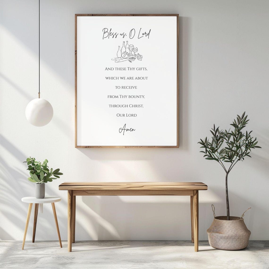 Bless Us Oh Lord Printable Art for Kitchen, Catholic Prayer Digital ...