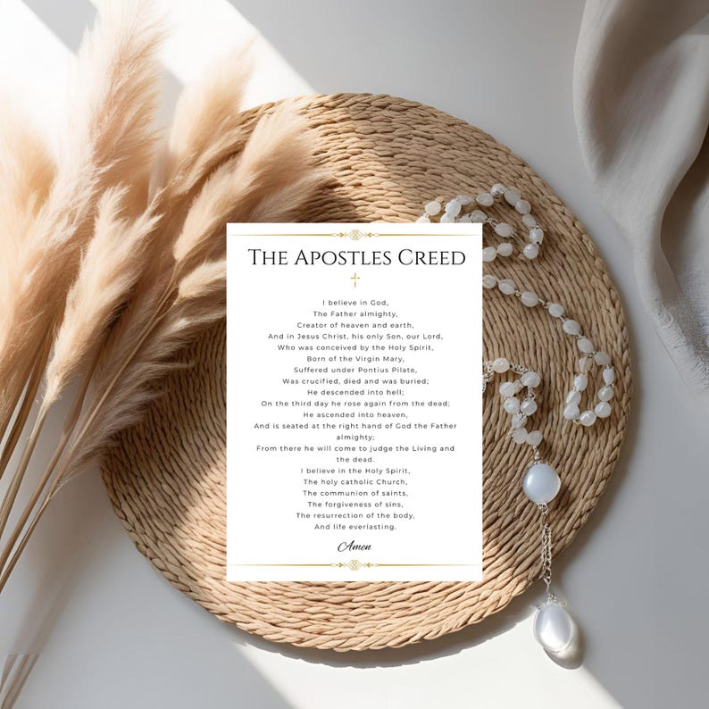 Apostles Creed Prayer Card, Digital Download, Printable Catholic Prayer ...
