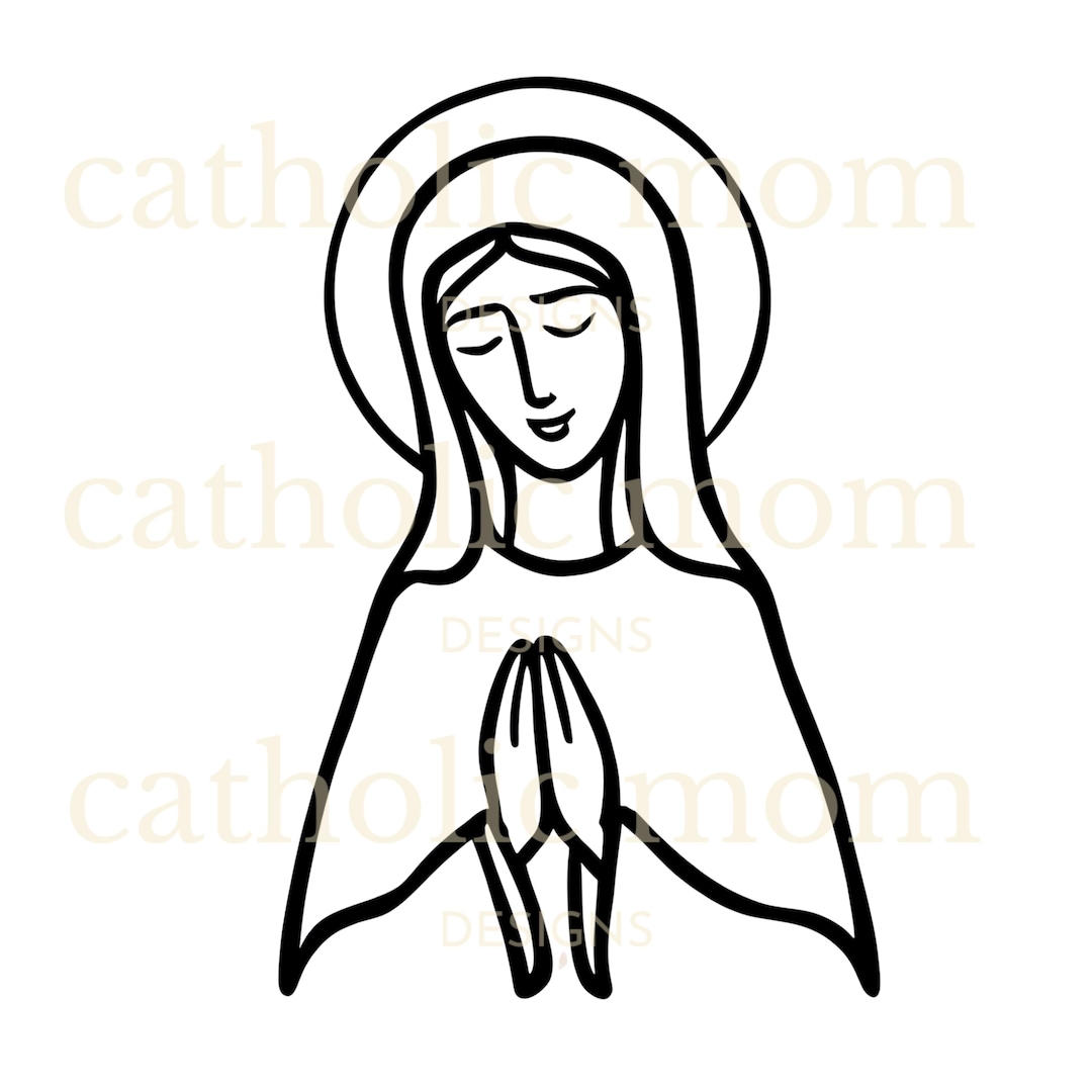 Mother Mary Outline, Virgin Mary Svg Png, Jpg Art Virgencita for Cricut ...