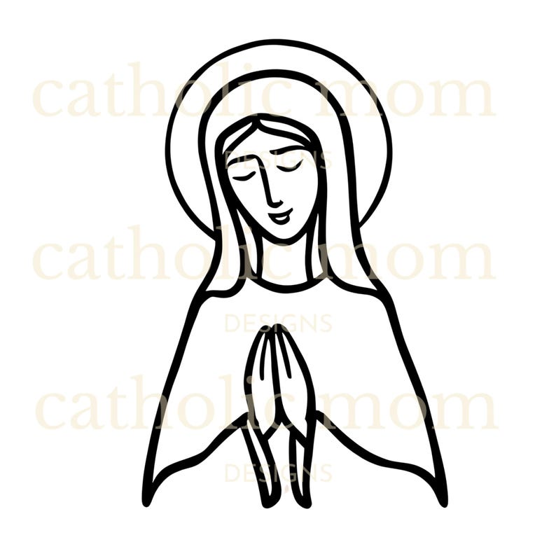 Mother Mary Outline, Virgin Mary Svg Png, Jpg Art Virgencita for Cricut ...